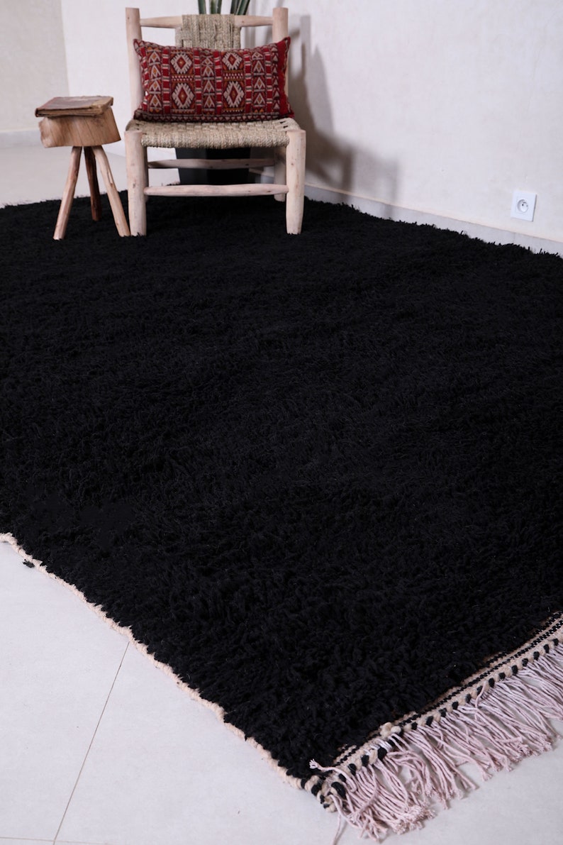 Moroccan Black Rug Solid Black Rug Plain Black Rug Wool - Etsy