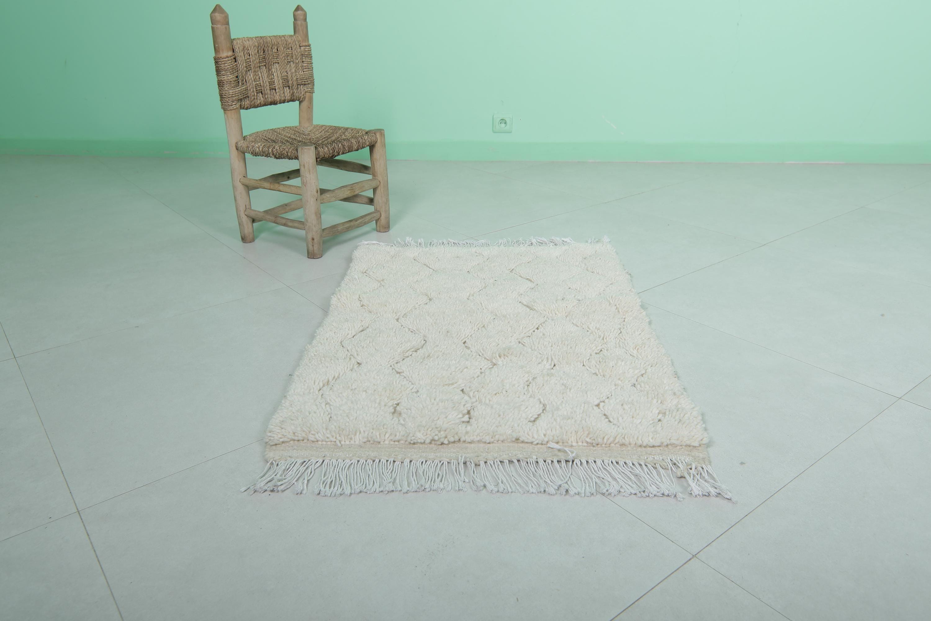 Small Moroccan Beni Ourain Rug 2.2 X 3.2 Ft - Handmade Moroccan Wool ...