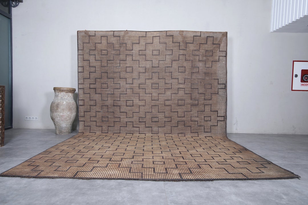 Large Mauritanian Mat 10 X 15.1 Feet Vintage Nomad Tuareg Rug Handmade ...