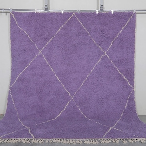 Moroccan Rug Purple - Beni Ourain Rug Trellis - Hand Knotted Berber Rug ...