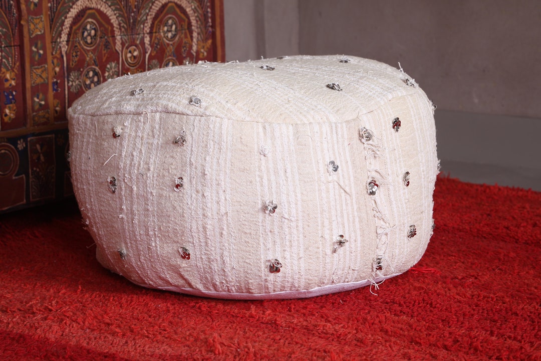 Large Pouf for Low Seating Arrangement - Handmade 25.5 X 11.8 Inches ...