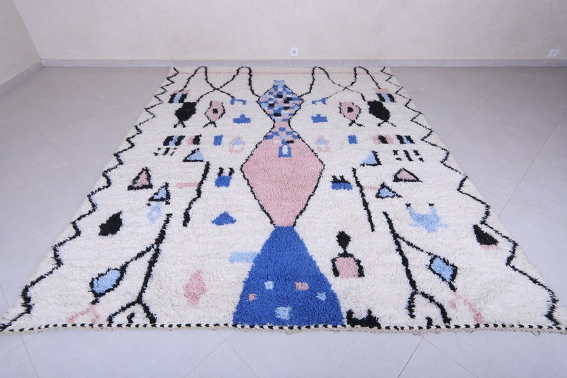 Handmade Moroccan Berber Rug - Colorful Abstract Wool Carpet With Pink ...