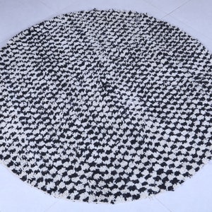 Black and White Rug - Checkered Round Rug - Berber Round Rug - Custom ...