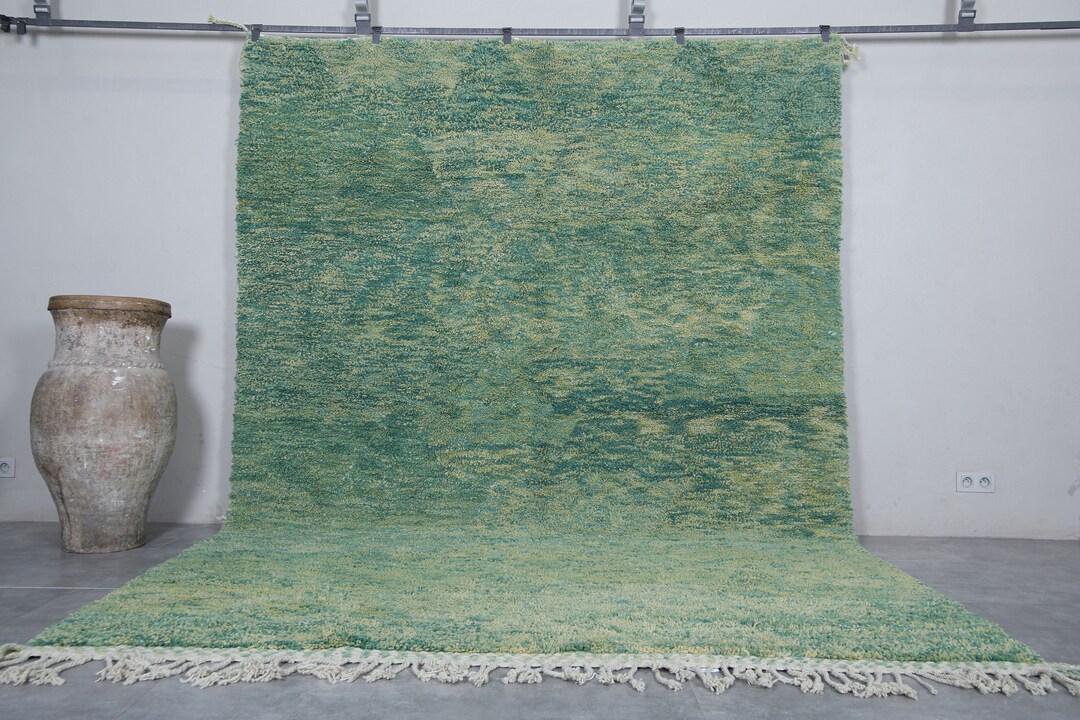 Moroccan Rug Green Handmade Rug Moroccan Berber Rug Solid Rug Morocco ...