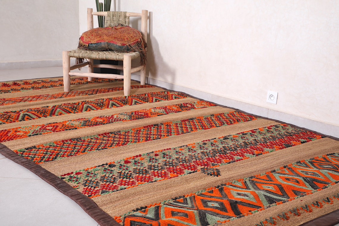 Old Moroccan Mat 5.9 X 11.3 Feet Antique Berber Straw Mat - Berber Rug ...