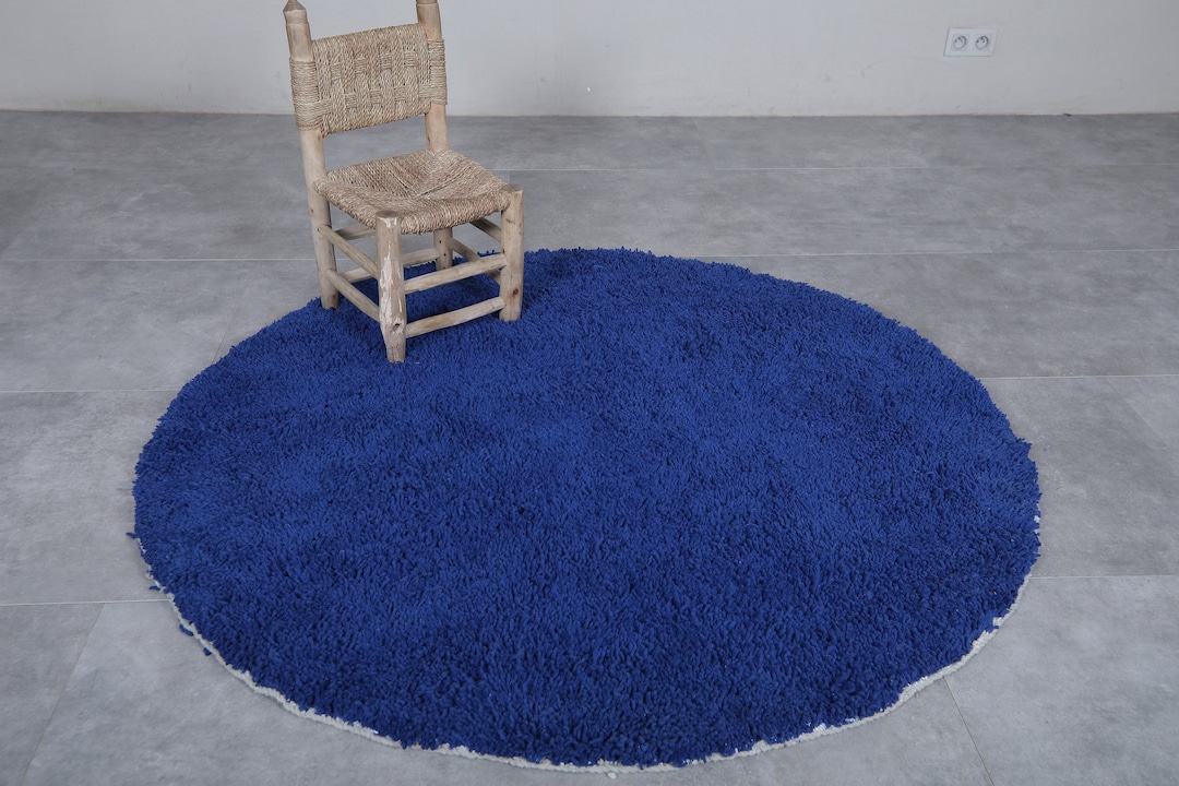 Custom Blue Round Rug - Custom Round Rug - Berber Rug - Wool Round Rug ...