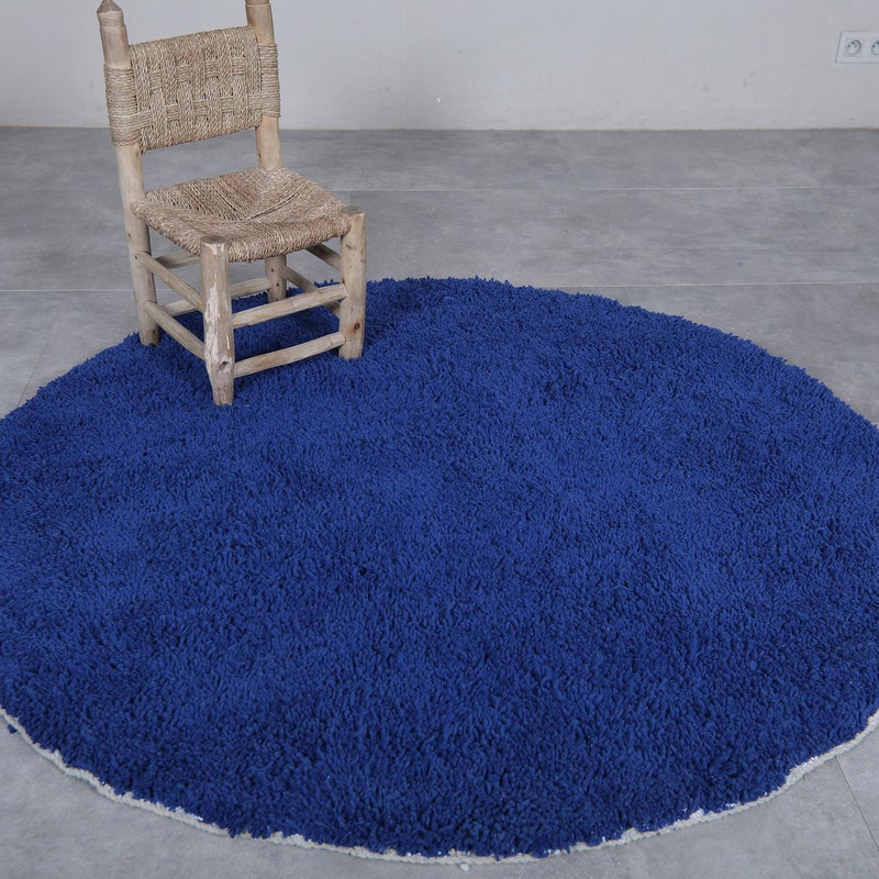 Blue Round Rug - Etsy