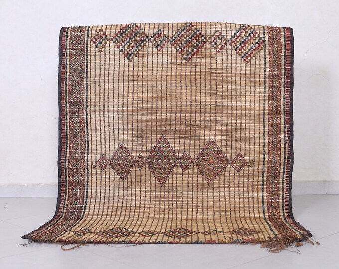 Vintage Tuareg Mat 3.4 X 4 Feet Vintage Rug African Rug Reed Rug Nomad ...