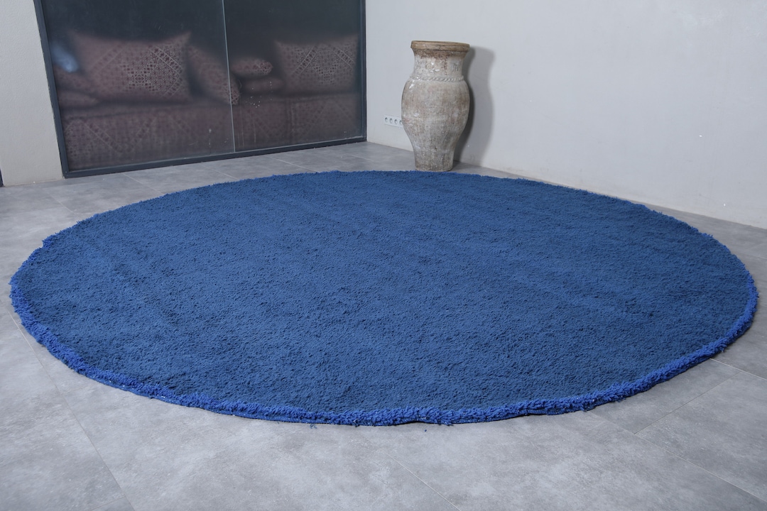 Moroccan Round Rug - Custom Round Rug - Blue Berber Rug - Round Rug ...