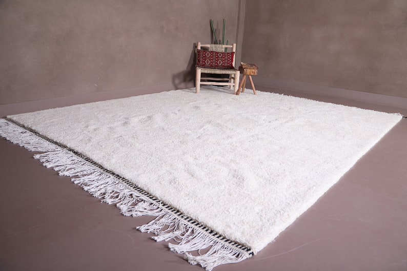 Moroccan Rug White Solid White Rug Plain White Rug Wool - Etsy