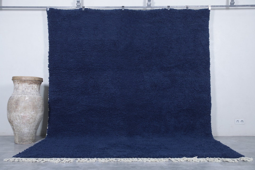 Moroccan Cobalt Blue Rug Moroccan Solid Rug Beni Ourain Rug Berber ...