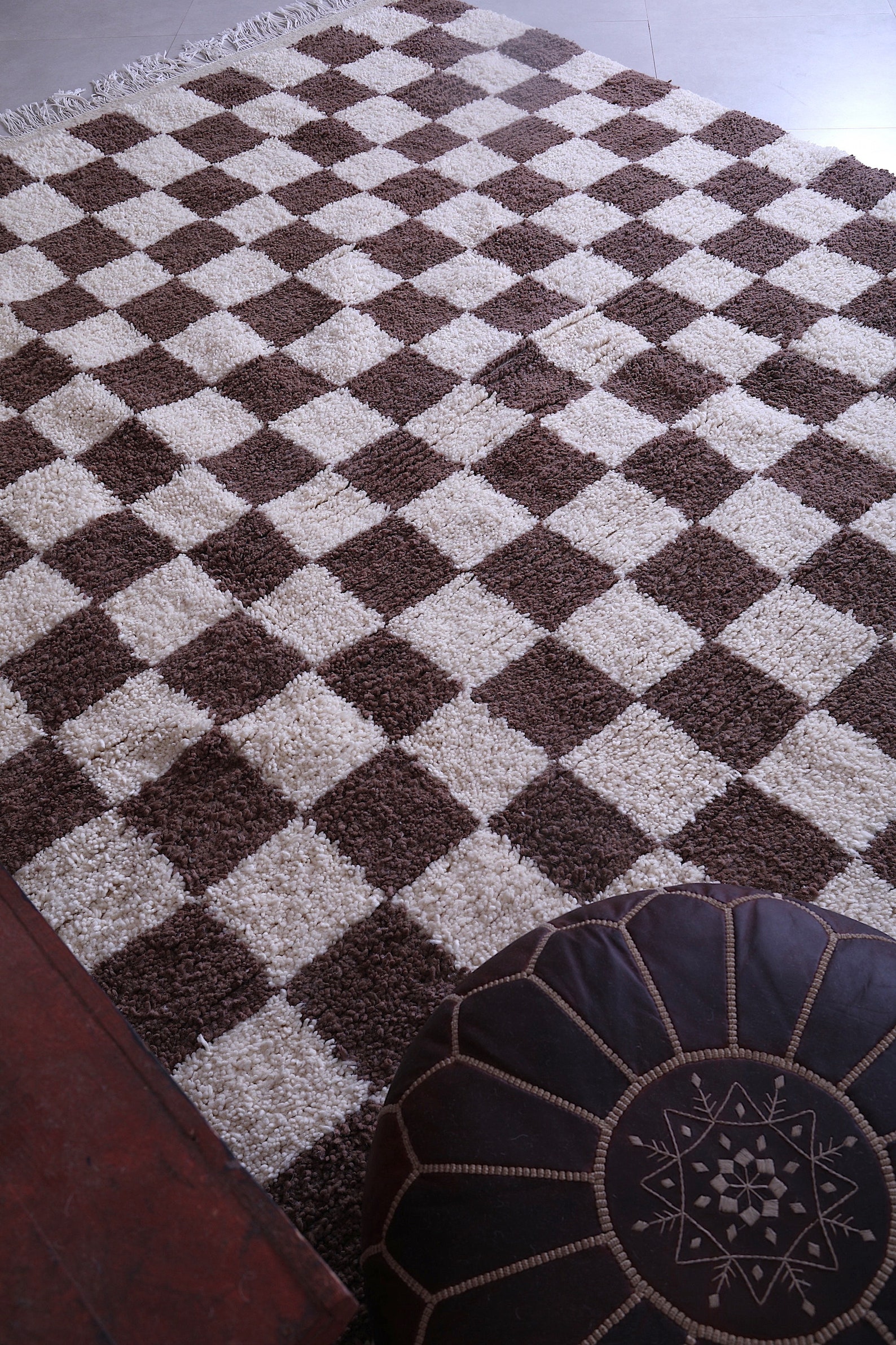 Checkered Brown Rug Moroccan Rug Checkered Brown Checkered - Etsy