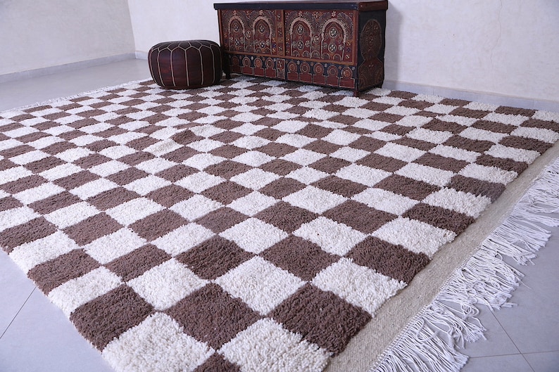 Checkered Brown Rug Moroccan Rug Checkered Brown Checkered - Etsy