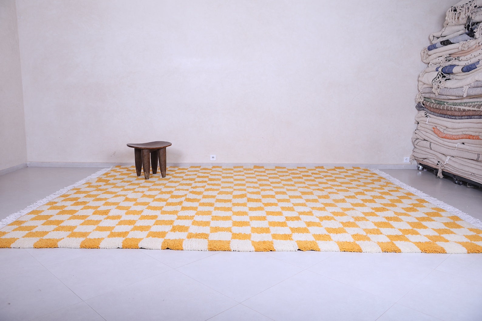 Moroccan Rug Checkered Checkered Yellow Rug Berber Rug - Etsy