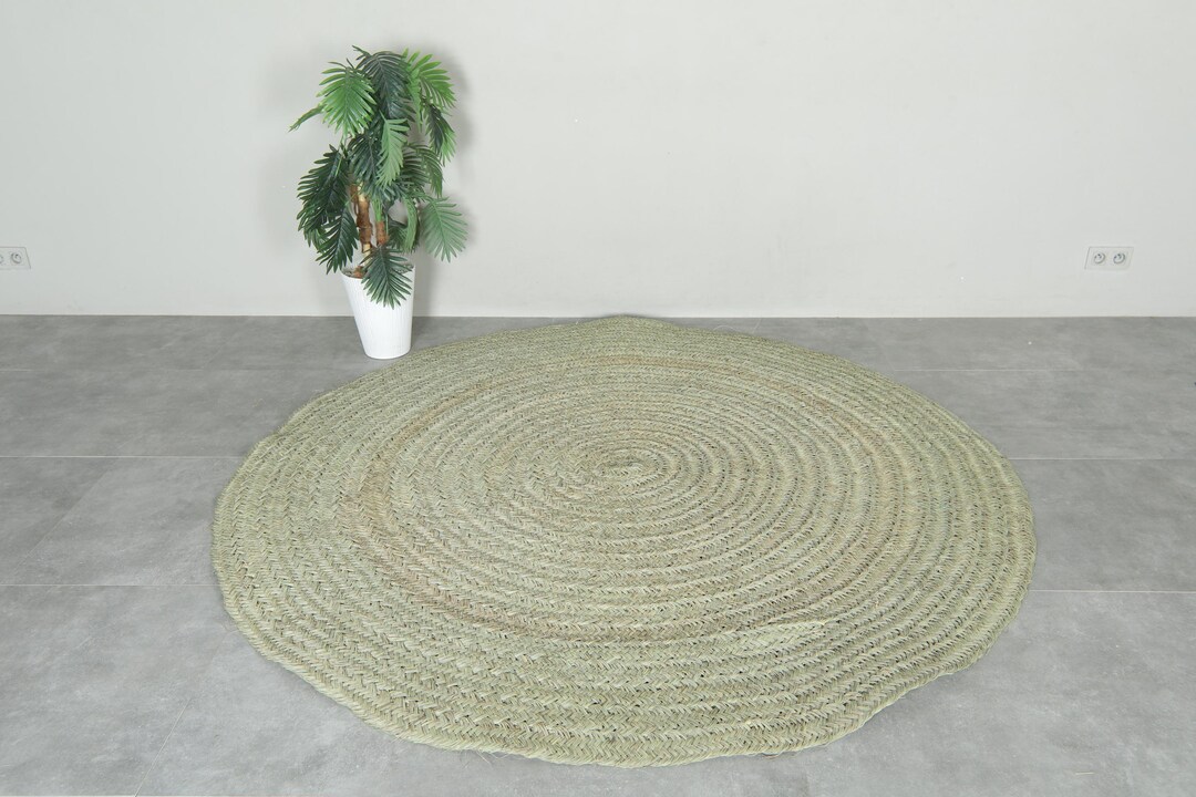 Moroccan Straw Rug 7 Ft Handmade Moroccan Rug - Round Rug - Rustic Rug ...