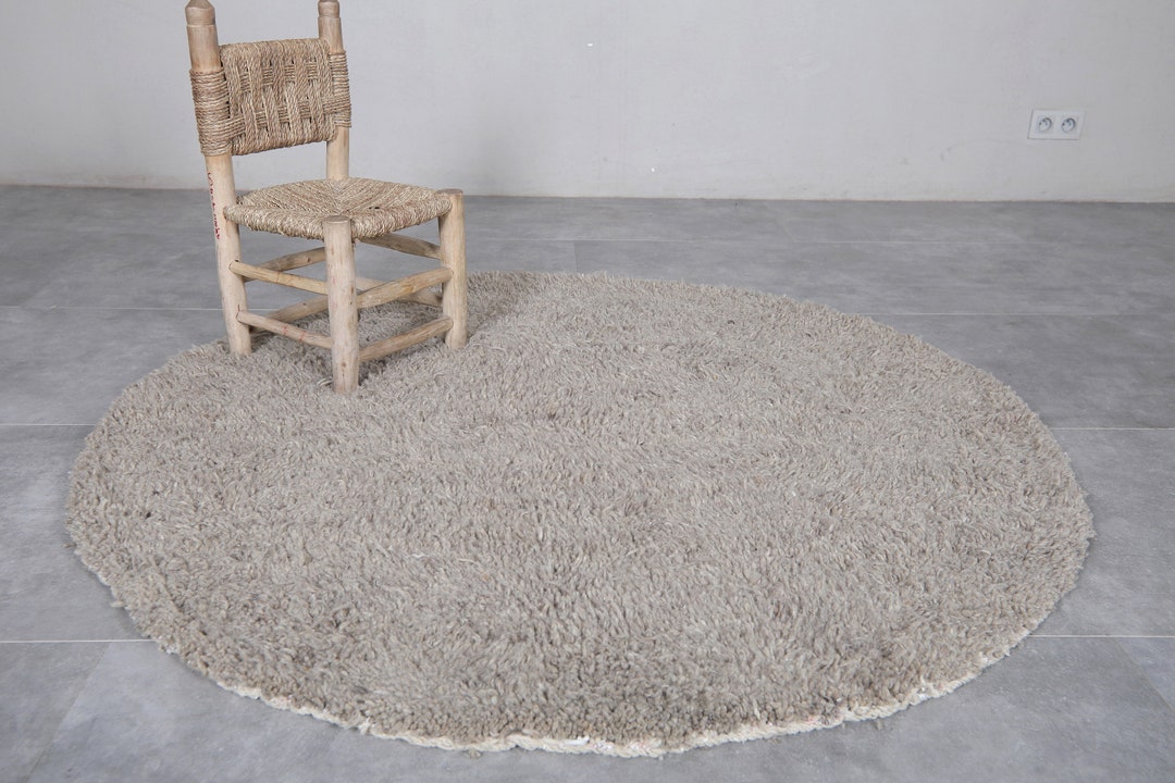 Moroccan Round Rug - Custom Round Rug - Gray Rug - Wool Round Rug ...