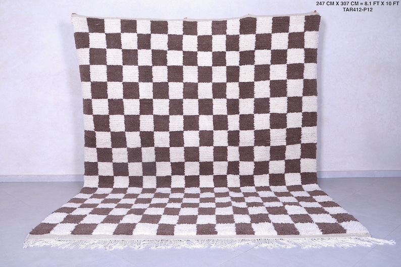 Checkered Brown Rug Moroccan Rug Checkered Brown Checkered - Etsy