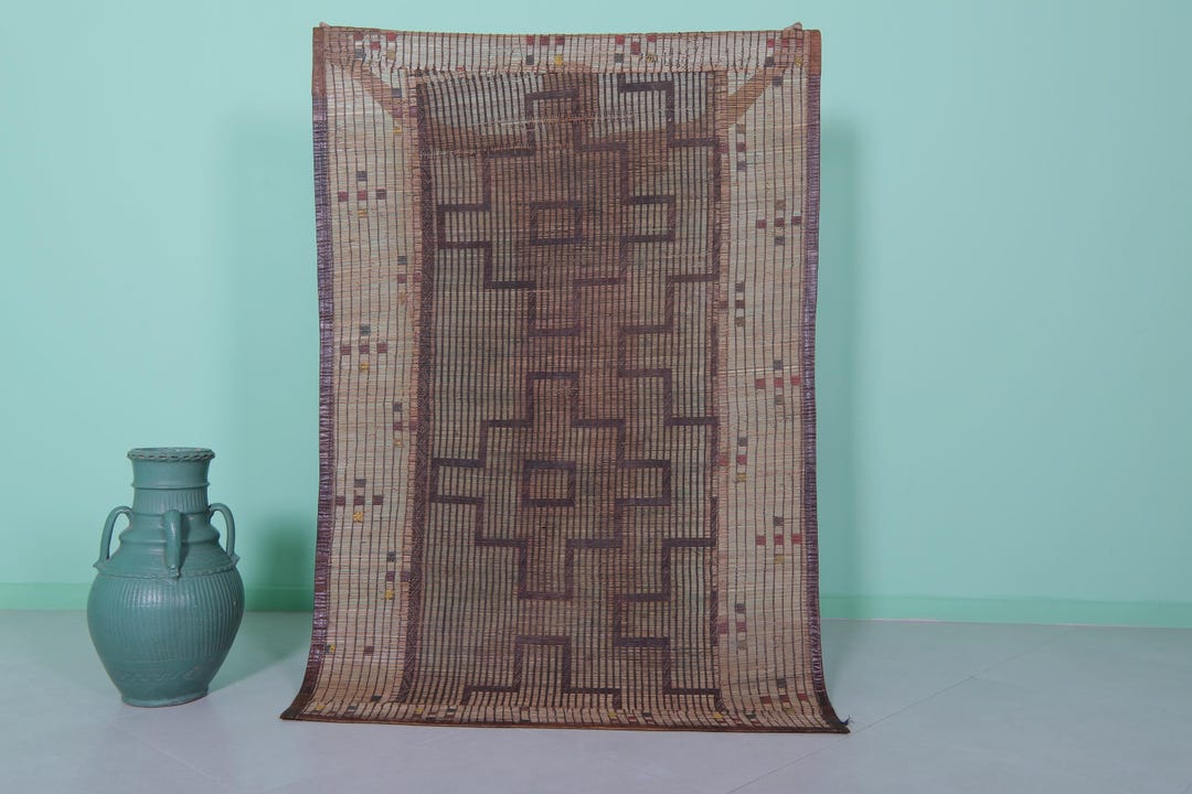Mauritanian Tuareg Rug 4.1 X 6.2 Feet Handmade African Rug Reed Rug ...