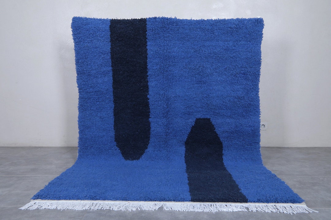 Moroccan Rug Blue 5.3 X 6.9 Feet Handmade Berber Rug - Moroccan Area ...