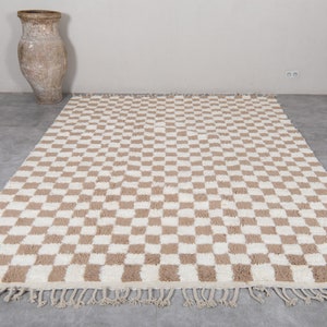 Checkered Brown Rug - Moroccan Rug - Checkered Rug - Brown Checkered ...