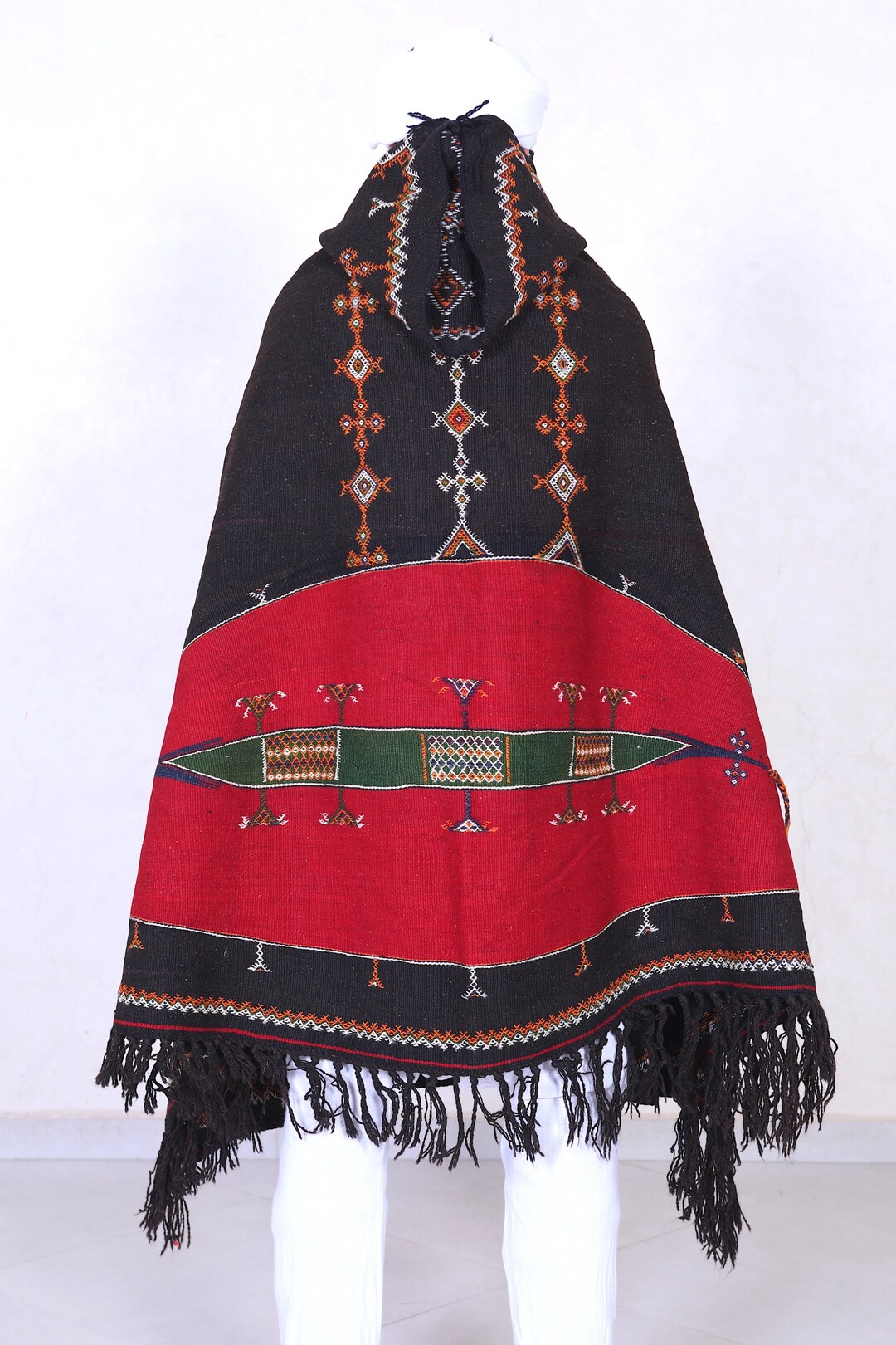 Black Moroccan Cape Burnous Berber Burnous Berber Cape Moroccan Burnous ...
