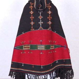 Black Moroccan Cape Burnous Berber Burnous Berber Cape Moroccan Burnous ...