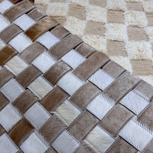 Checkered Chair Armchair - Moroccan Leather and Original Walnut Wood ...