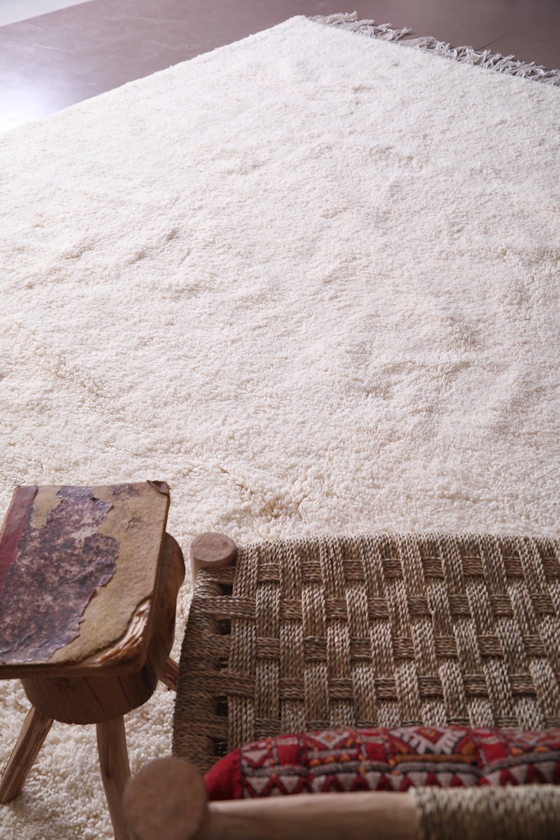 Moroccan Rug White Solid White Rug Plain White Rug Wool - Etsy