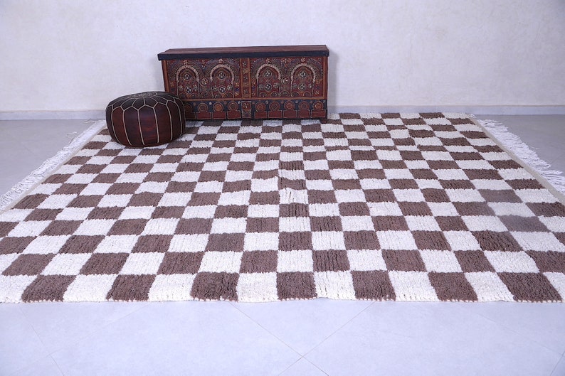Checkered Brown Rug Moroccan Rug Checkered Brown Checkered - Etsy