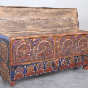 Moroccan Wood Chest - Vintage Moroccan Chest - Old Chest - Hand Painted ...