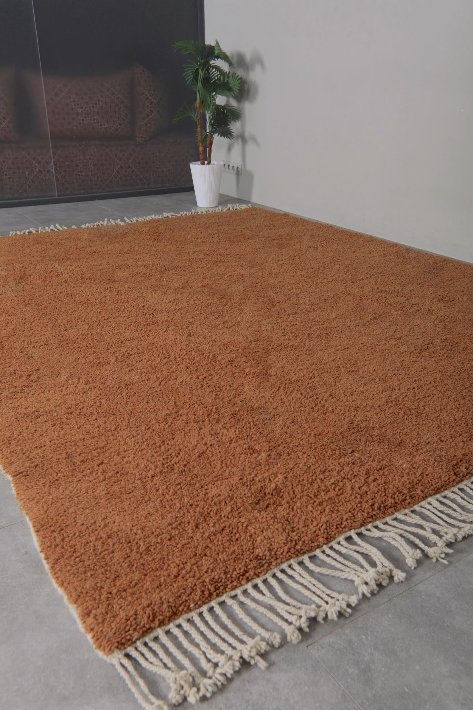 Moroccan Rug Dark Ginger Color - Beni Ourain Rug - Custom Size Rug ...