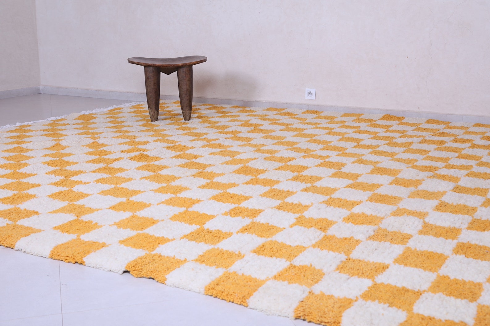 Moroccan Rug Checkered Checkered Yellow Rug Berber Rug - Etsy