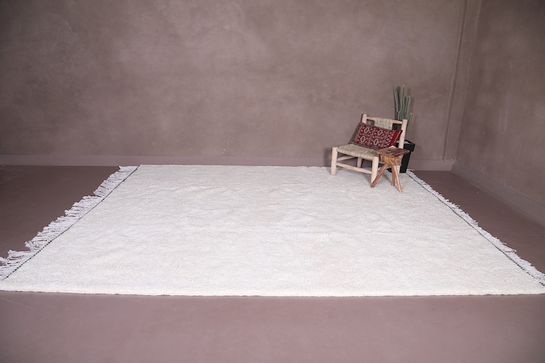 Moroccan Rug White Solid White Rug Plain White Rug Wool - Etsy