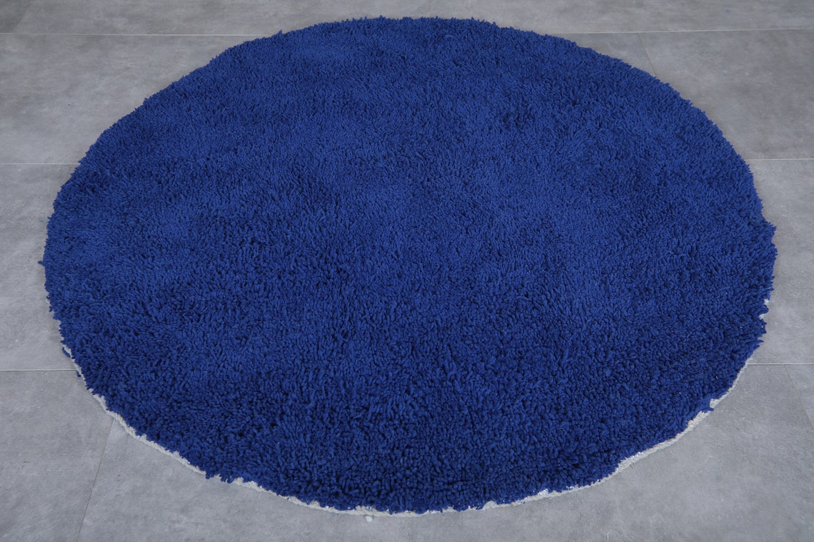 Custom Blue Round Rug - Custom Round Rug - Berber Rug - Wool Round Rug ...