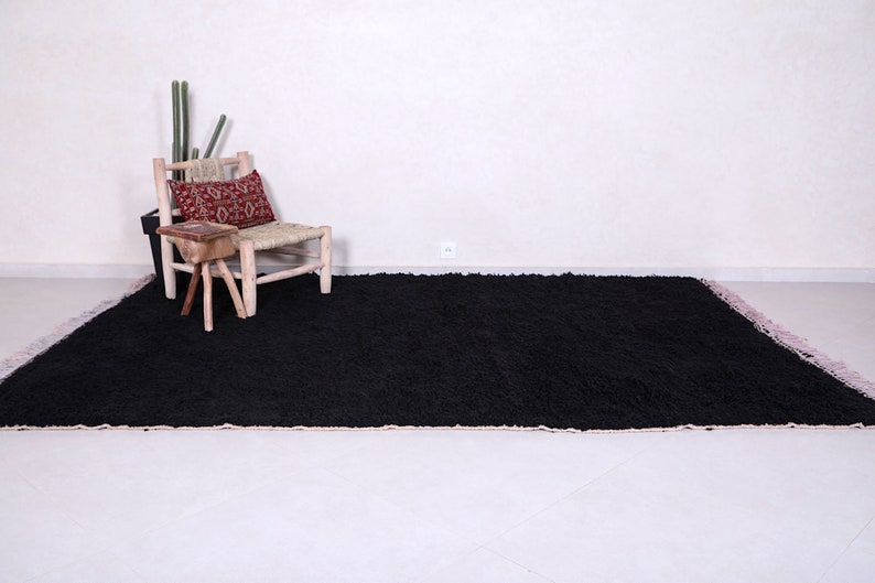 Moroccan Black Rug Solid Black Rug Plain Black Rug Wool - Etsy