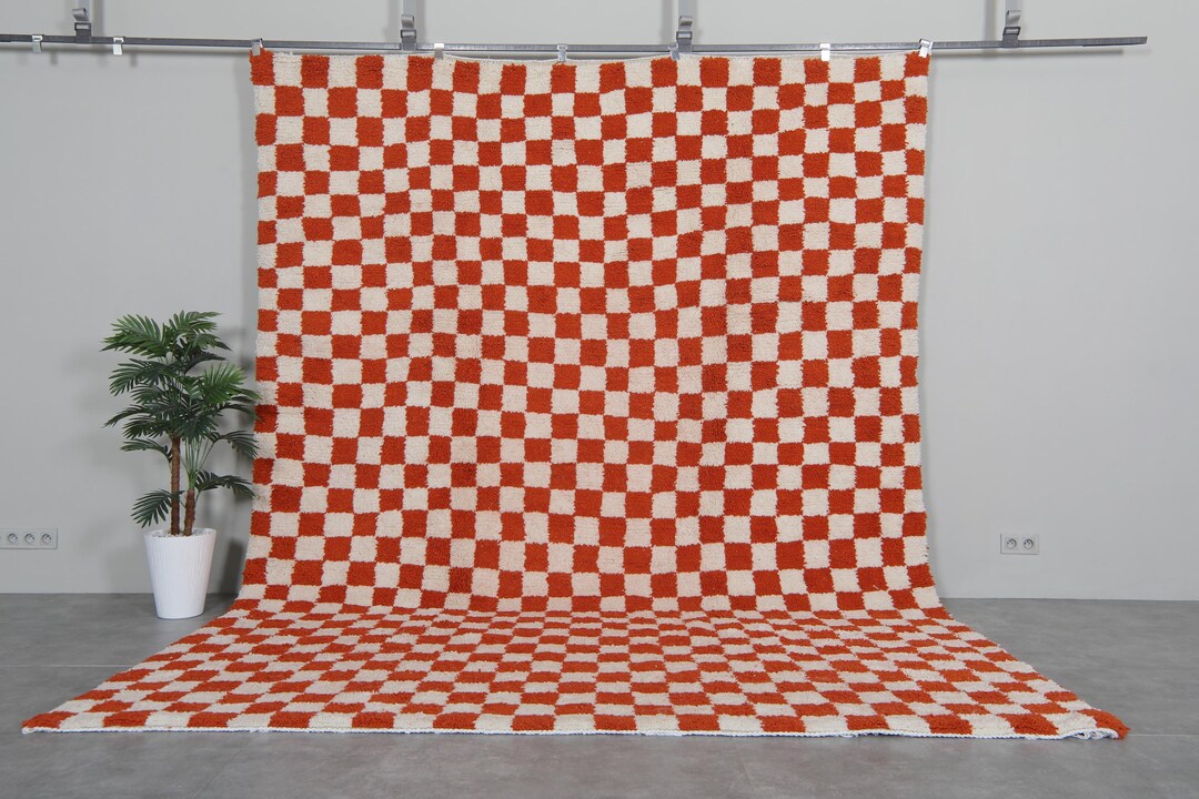 Handmade Moroccan Rug 9 X 12 Feet Checkered Rug - Hand Knotted Rug ...