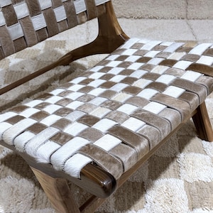 Checkered Chair Armchair - Moroccan Leather and Original Walnut Wood ...