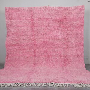 Moroccan Pink Rug 7.7 X 10.3 Feet Moroccan Rug - Plain Rug Pink - Wool ...