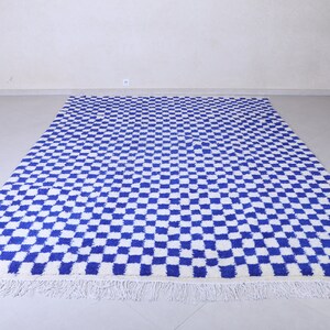 Checkered Blue Rug Moroccan Rug Checkered Blue Checkered Rug Handmade ...