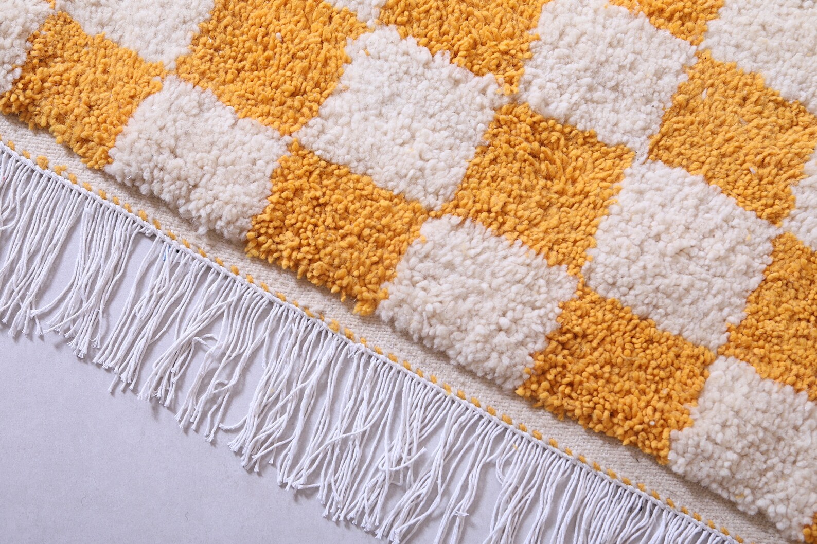 Moroccan Rug Checkered Checkered Yellow Rug Berber Rug | Etsy