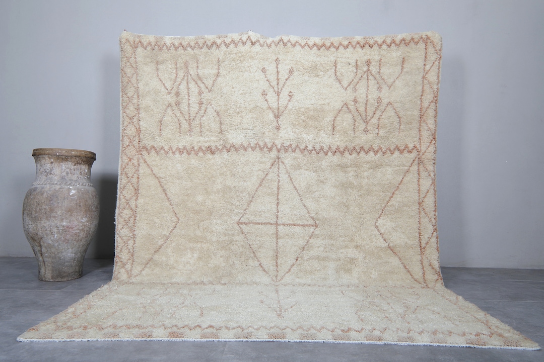 Beni Ourain Rug Beige Tuareg Style Moroccan Wool Rug Custom Size Rug ...