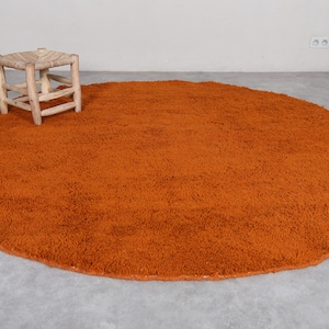 Moroccan Round Rug - Orange Round Rug - Orange Circle Rug - Plain Round ...