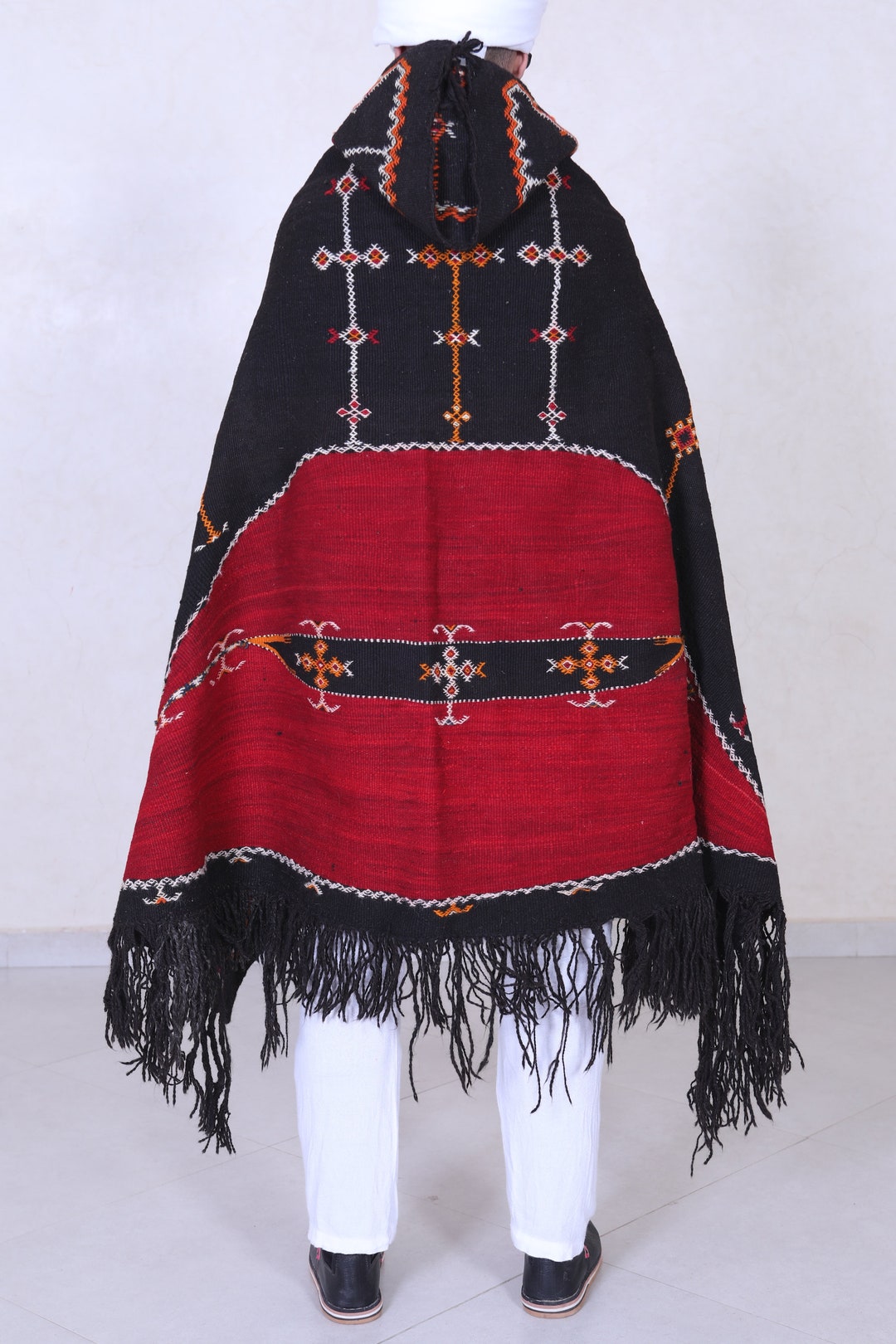 Black Hooded Cape - Burnous - Berber Burnous - Berber Cape - Moroccan ...