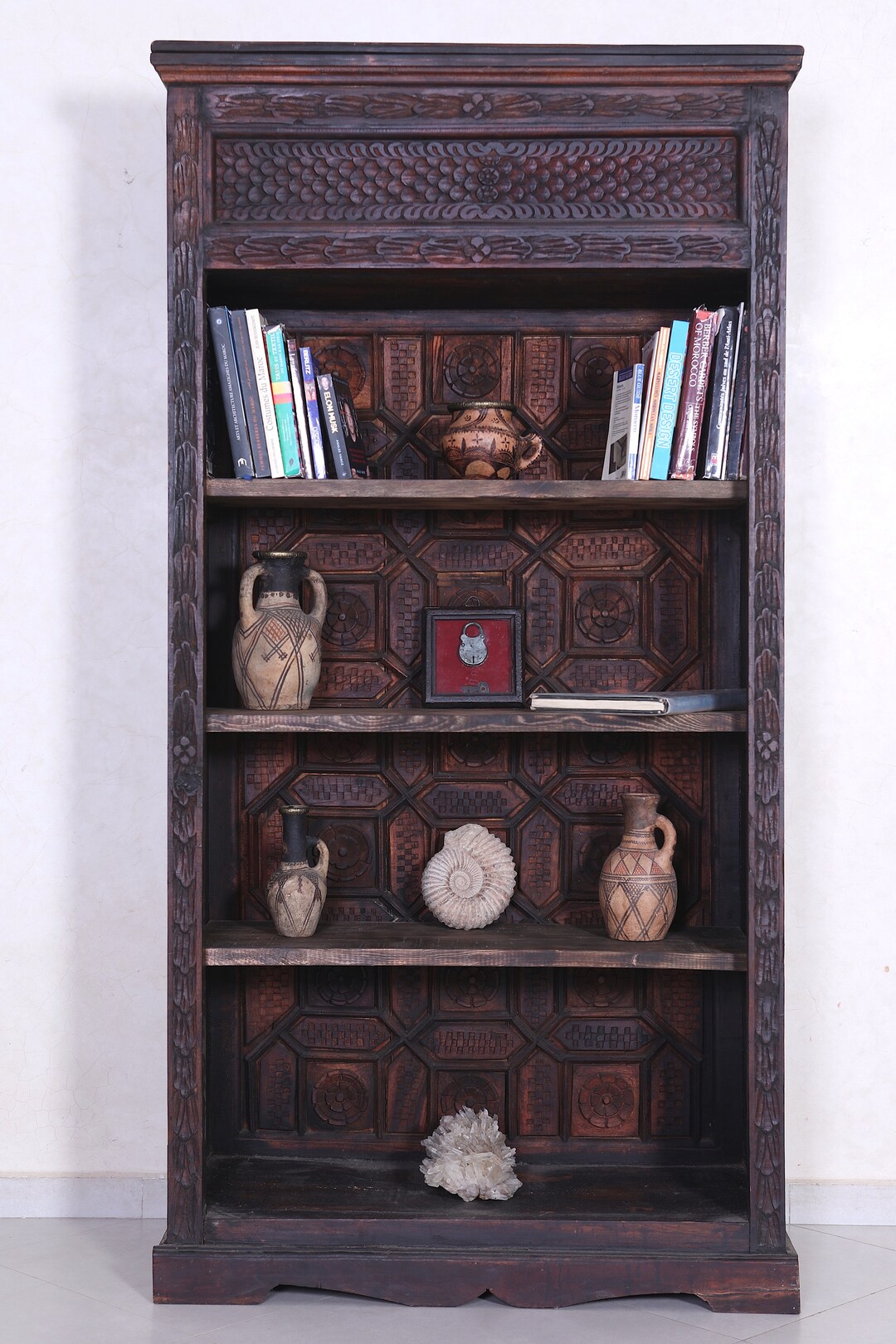 Wooden Library - Handmade Library - Wooden Bookshelf - Home Decor ...