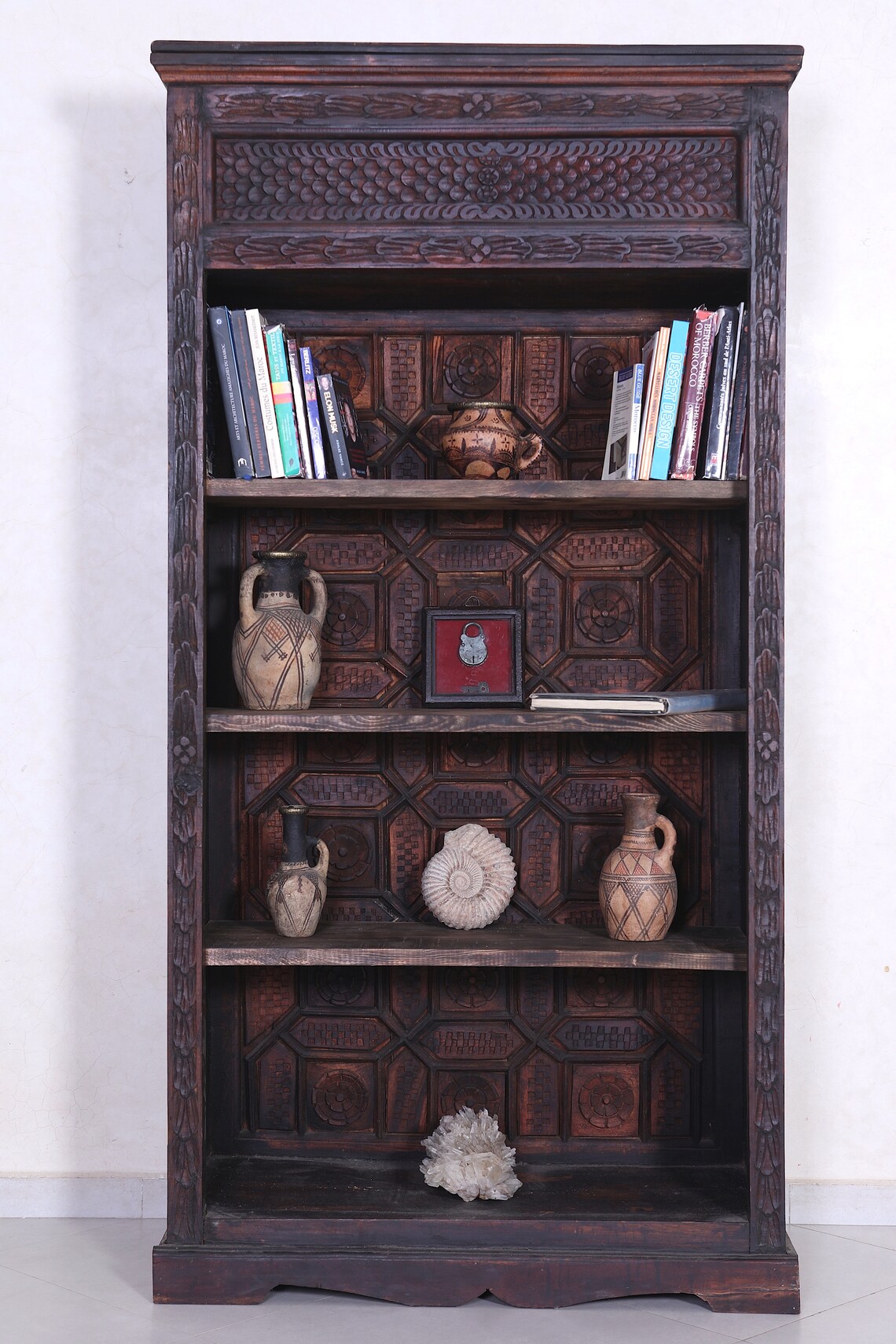 Wooden Library Handmade Library Wooden Bookshelf Home - Etsy