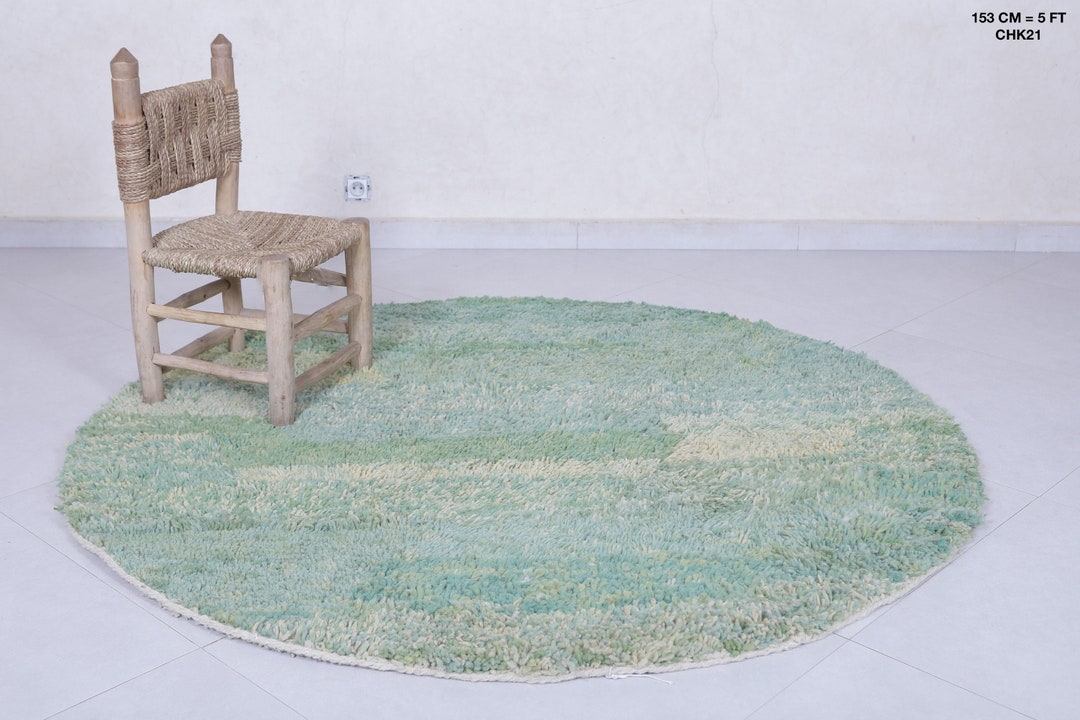 Green rug Rounded 5 Feet - Round Moroccan rug - Rounded Moroccan rug ...