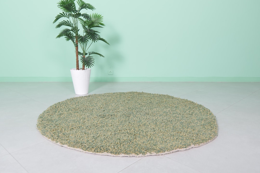 Moroccan Round Rug Green - Handmade Round Rug - Berber Round Rug ...