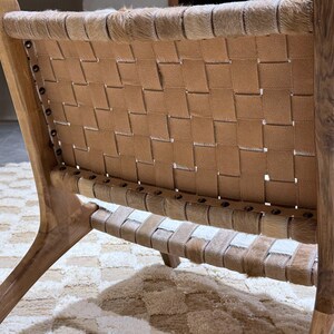 Checkered Chair Armchair - Moroccan Leather and Original Walnut Wood ...