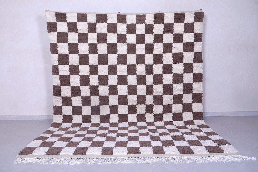 Checkered Brown Rug - Moroccan Rug - Checkered Rug - Brown Checkered ...