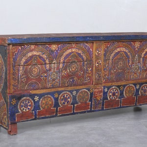 Moroccan Wood Chest - Vintage Moroccan Chest - Old Chest - Hand Painted ...